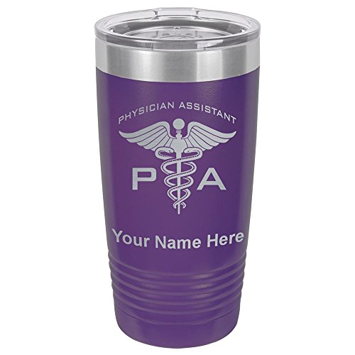 LaserGram 20oz Vacuum Insulated Tumbler Mug, PA Physician Assistant, Personalized Engraving Included (Dark Purple)