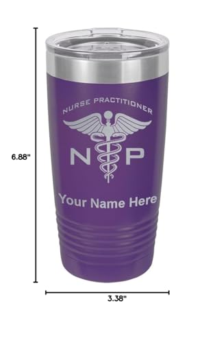 LaserGram 20oz Vacuum Insulated Tumbler Mug, NP Nurse Practitioner, Personalized Engraving Included (Dark Purple)