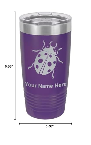LaserGram 20oz Vacuum Insulated Tumbler Mug, Ladybug, Personalized Engraving Included (Dark Purple)