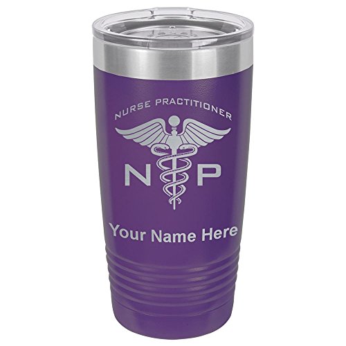 LaserGram 20oz Vacuum Insulated Tumbler Mug, NP Nurse Practitioner, Personalized Engraving Included (Dark Purple)