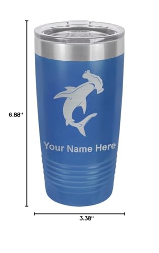 LaserGram 20oz Vacuum Insulated Tumbler Mug, Hammerhead Shark, Personalized Engraving Included (Dark Blue)