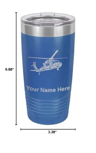 LaserGram 20oz Vacuum Insulated Tumbler Mug, Military Helicopter 1, Personalized Engraving Included (Dark Blue)