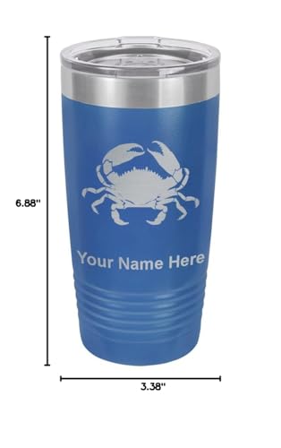 LaserGram 20oz Vacuum Insulated Tumbler Mug, Crab, Personalized Engraving Included (Dark Blue)
