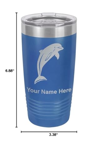 LaserGram 20oz Vacuum Insulated Tumbler Mug, Dolphin, Personalized Engraving Included (Dark Blue)