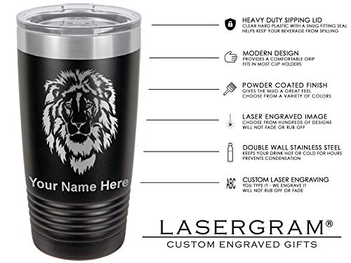 LaserGram 20oz Vacuum Insulated Tumbler Mug, Paw Print, Personalized Engraving Included (Black)