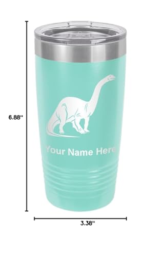 LaserGram 20oz Vacuum Insulated Tumbler Mug, Brontosaurus Dinosaur, Personalized Engraving Included (Teal)