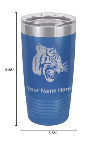 LaserGram 20oz Vacuum Insulated Tumbler Mug, Tiger Head, Personalized Engraving Included (Dark Blue)