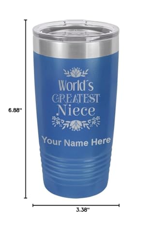 LaserGram 20oz Vacuum Insulated Tumbler Mug, World's Greatest Niece, Personalized Engraving Included (Dark Blue)