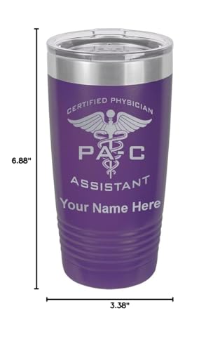 LaserGram 20oz Vacuum Insulated Tumbler Mug, PA-C Certified Physician Assistant, Personalized Engraving Included (Dark Purple)