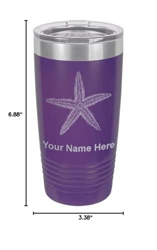 LaserGram 20oz Vacuum Insulated Tumbler Mug, Starfish, Personalized Engraving Included (Dark Purple)