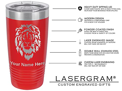 LaserGram 20oz Vacuum Insulated Tumbler Mug, Rx Pharmacy Symbol, Personalized Engraving Included (Red)