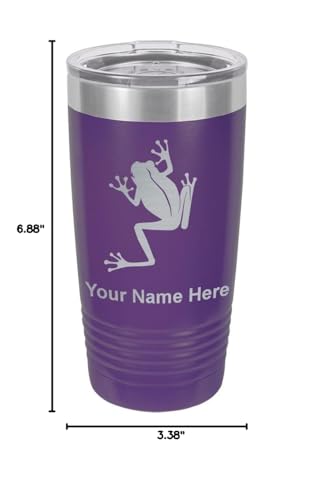 LaserGram 20oz Vacuum Insulated Tumbler Mug, Tree Frog, Personalized Engraving Included (Dark Purple)