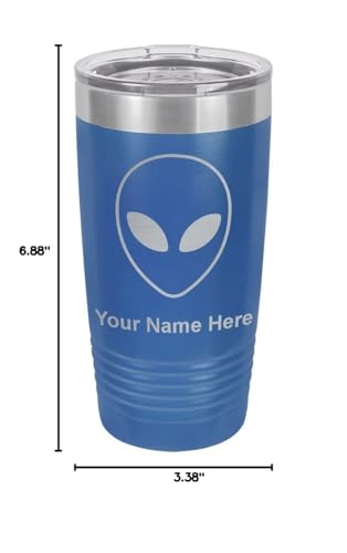 LaserGram 20oz Vacuum Insulated Tumbler Mug, Alien Head, Personalized Engraving Included (Dark Blue)