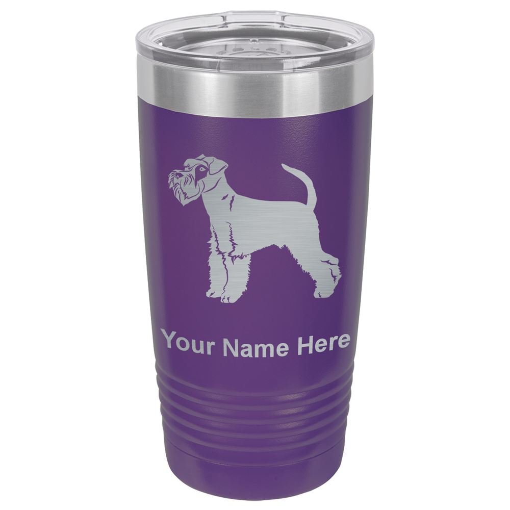 LaserGram 20oz Vacuum Insulated Tumbler Mug, Schnauzer Dog, Personalized Engraving Included (Dark Purple)