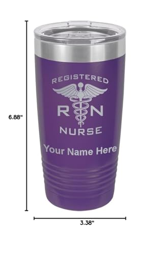 LaserGram 20oz Vacuum Insulated Tumbler Mug, RN Registered Nurse, Personalized Engraving Included (Dark Purple)