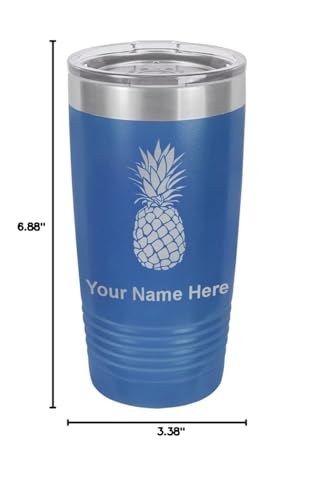 LaserGram 20oz Vacuum Insulated Tumbler Mug, Pineapple, Personalized Engraving Included (Dark Blue)