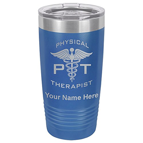 LaserGram 20oz Vacuum Insulated Tumbler Mug, PT Physical Therapist, Personalized Engraving Included (Dark Blue)