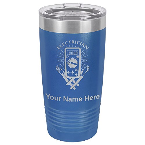 LaserGram 20oz Vacuum Insulated Tumbler Mug, Electrician, Personalized Engraving Included (Dark Blue)
