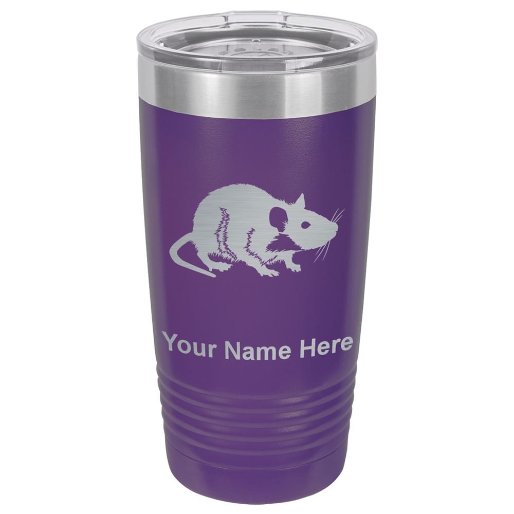 LaserGram 20oz Vacuum Insulated Tumbler Mug, Rat, Personalized Engraving Included (Dark Purple)