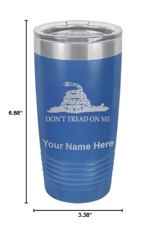 LaserGram 20oz Vacuum Insulated Tumbler Mug, Gadsden Flag, Personalized Engraving Included (Dark Blue)
