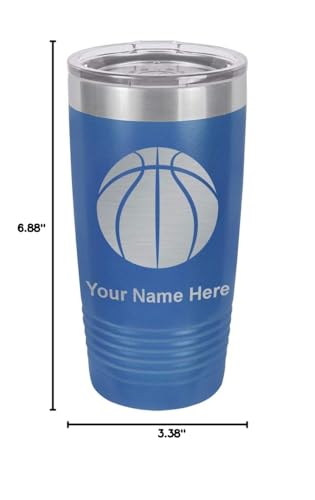 LaserGram 20oz Vacuum Insulated Tumbler Mug, Basketball Ball, Personalized Engraving Included (Dark Blue)