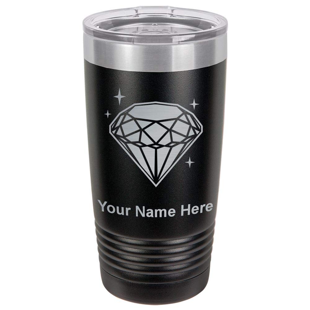 LaserGram 20oz Vacuum Insulated Tumbler Mug, Diamond, Personalized Engraving Included (Black)