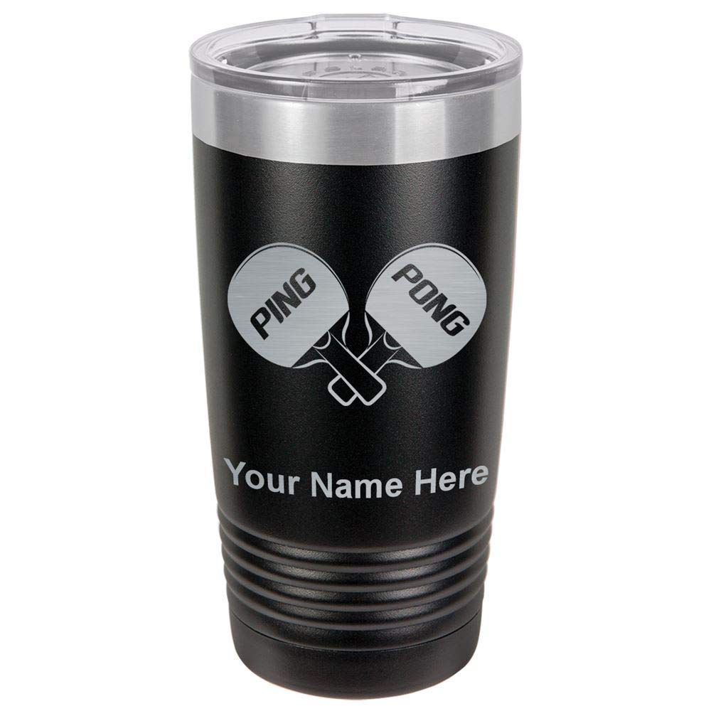 LaserGram 20oz Vacuum Insulated Tumbler Mug, Ping Pong Paddles, Personalized Engraving Included (Black)