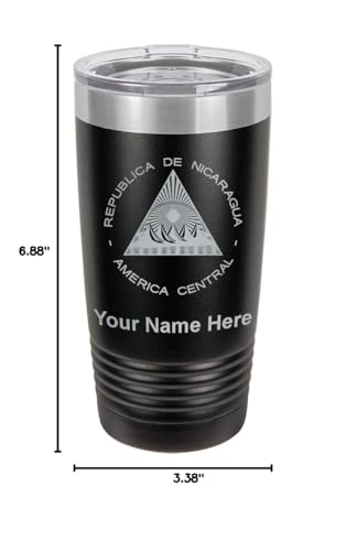 LaserGram 20oz Vacuum Insulated Tumbler Mug, Flag of Nicaragua, Personalized Engraving Included (Black)