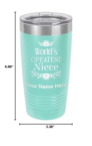 LaserGram 20oz Vacuum Insulated Tumbler Mug, World's Greatest Niece, Personalized Engraving Included (Teal)
