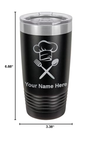 LaserGram 20oz Vacuum Insulated Tumbler Mug, Chef Hat, Personalized Engraving Included (Black)