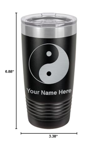 LaserGram 20oz Vacuum Insulated Tumbler Mug, Yin Yang, Personalized Engraving Included (Black)