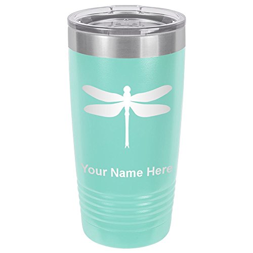LaserGram 20oz Vacuum Insulated Tumbler Mug, Dragonfly, Personalized Engraving Included (Teal)