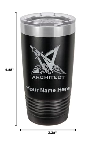 LaserGram 20oz Vacuum Insulated Tumbler Mug, Architect Symbol, Personalized Engraving Included (Black)