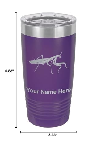 LaserGram 20oz Vacuum Insulated Tumbler Mug, Praying Mantis, Personalized Engraving Included (Dark Purple)