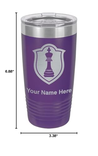 LaserGram 20oz Vacuum Insulated Tumbler Mug, Chess King, Personalized Engraving Included (Dark Purple)