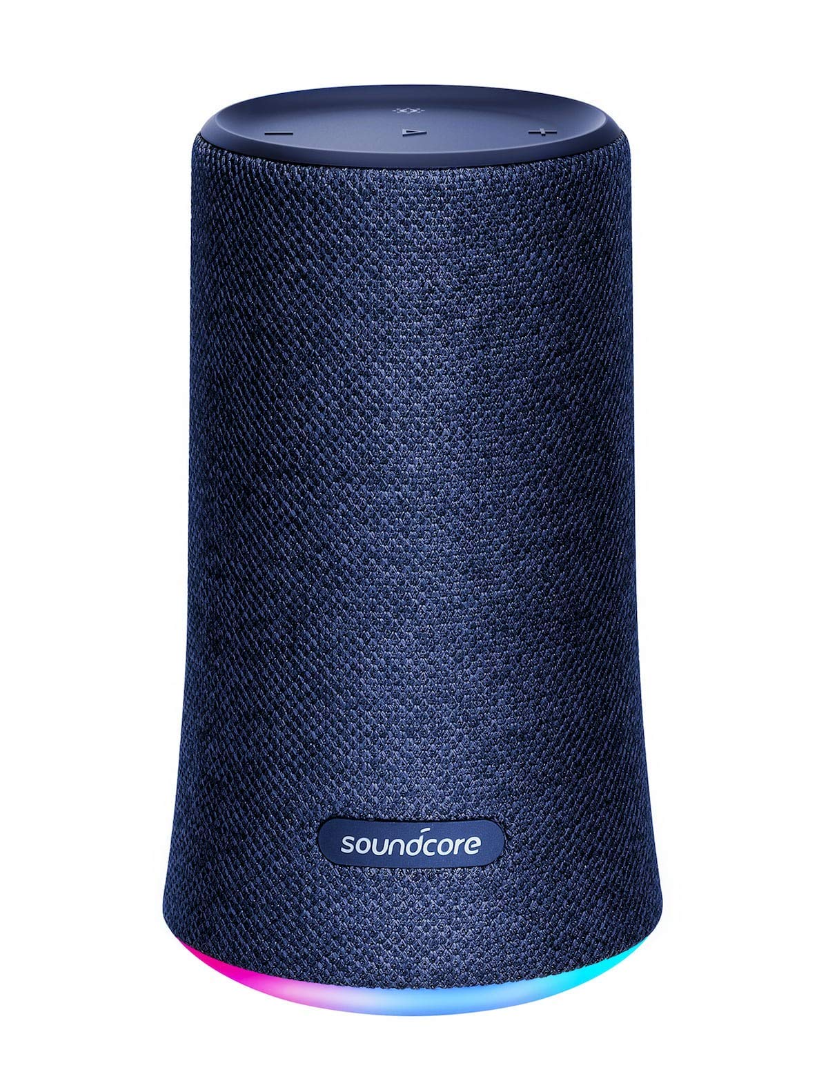 Bluetooth Speaker, Soundcore Flare Wireless Speaker by Anker, Portable Party Speaker with 360° Sound, Enhanced Bass, Ambient LED Light, IP67 Dustproof & Waterproof, and 12H Battery Life—Blue (Renewed)