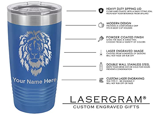 LaserGram 20oz Vacuum Insulated Tumbler Mug, Yin Yang, Personalized Engraving Included (Dark Blue)
