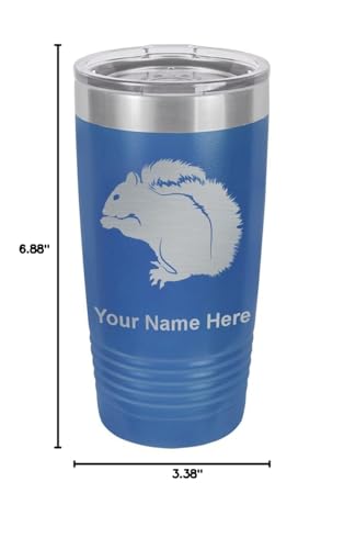 LaserGram 20oz Vacuum Insulated Tumbler Mug, Squirrel, Personalized Engraving Included (Dark Blue)