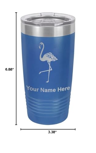 LaserGram 20oz Vacuum Insulated Tumbler Mug, Flamingo, Personalized Engraving Included (Dark Blue)