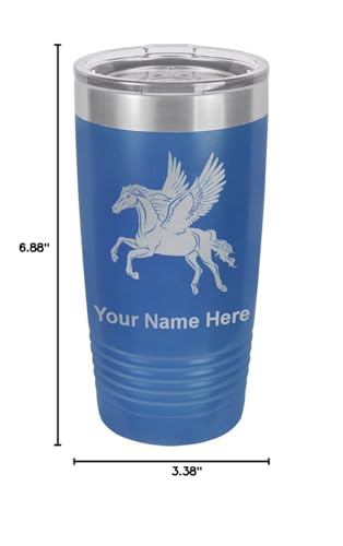 LaserGram 20oz Vacuum Insulated Tumbler Mug, Pegasus, Personalized Engraving Included (Dark Blue)