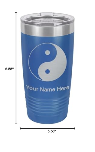 LaserGram 20oz Vacuum Insulated Tumbler Mug, Yin Yang, Personalized Engraving Included (Dark Blue)