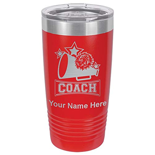 LaserGram 20oz Vacuum Insulated Tumbler Mug, Cheerleading Coach, Personalized Engraving Included (Red)
