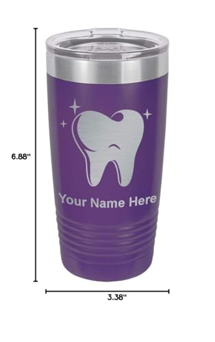 LaserGram 20oz Vacuum Insulated Tumbler Mug, Tooth, Personalized Engraving Included (Dark Purple)