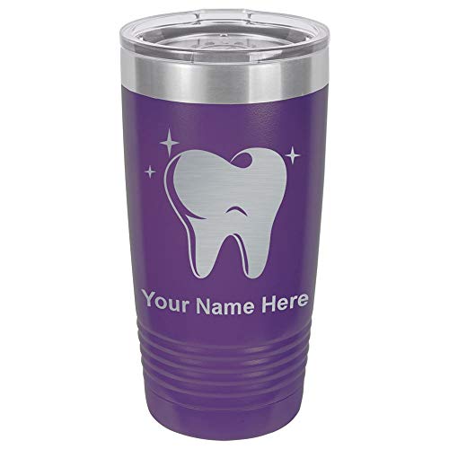 LaserGram 20oz Vacuum Insulated Tumbler Mug, Tooth, Personalized Engraving Included (Dark Purple)