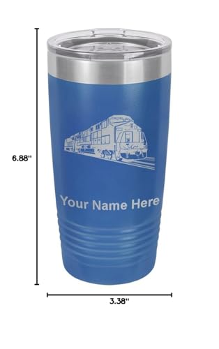LaserGram 20oz Vacuum Insulated Tumbler Mug, Freight Train, Personalized Engraving Included (Dark Blue)