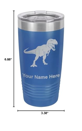 LaserGram 20oz Vacuum Insulated Tumbler Mug, Tyrannosaurus Rex Dinosaur, Personalized Engraving Included (Dark Blue)
