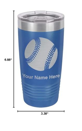 LaserGram 20oz Vacuum Insulated Tumbler Mug, Baseball Ball, Personalized Engraving Included (Dark Blue)