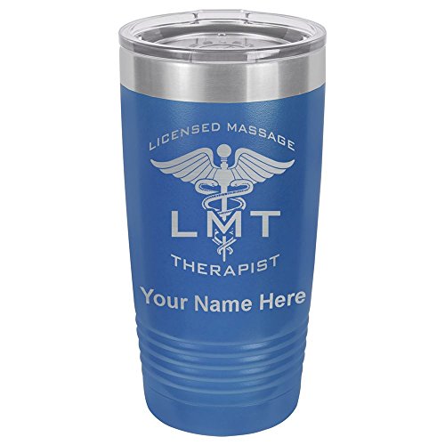 LaserGram 20oz Vacuum Insulated Tumbler Mug, LMT Licensed Massage Therapist, Personalized Engraving Included (Dark Blue)