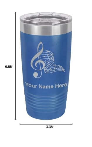 LaserGram 20oz Vacuum Insulated Tumbler Mug, Musical Notes, Personalized Engraving Included (Dark Blue)