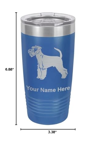 LaserGram 20oz Vacuum Insulated Tumbler Mug, Schnauzer Dog, Personalized Engraving Included (Dark Blue)